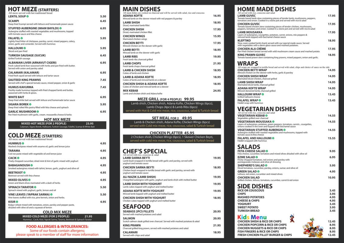 Main Menu – Meze Grill Turkish Restaurant